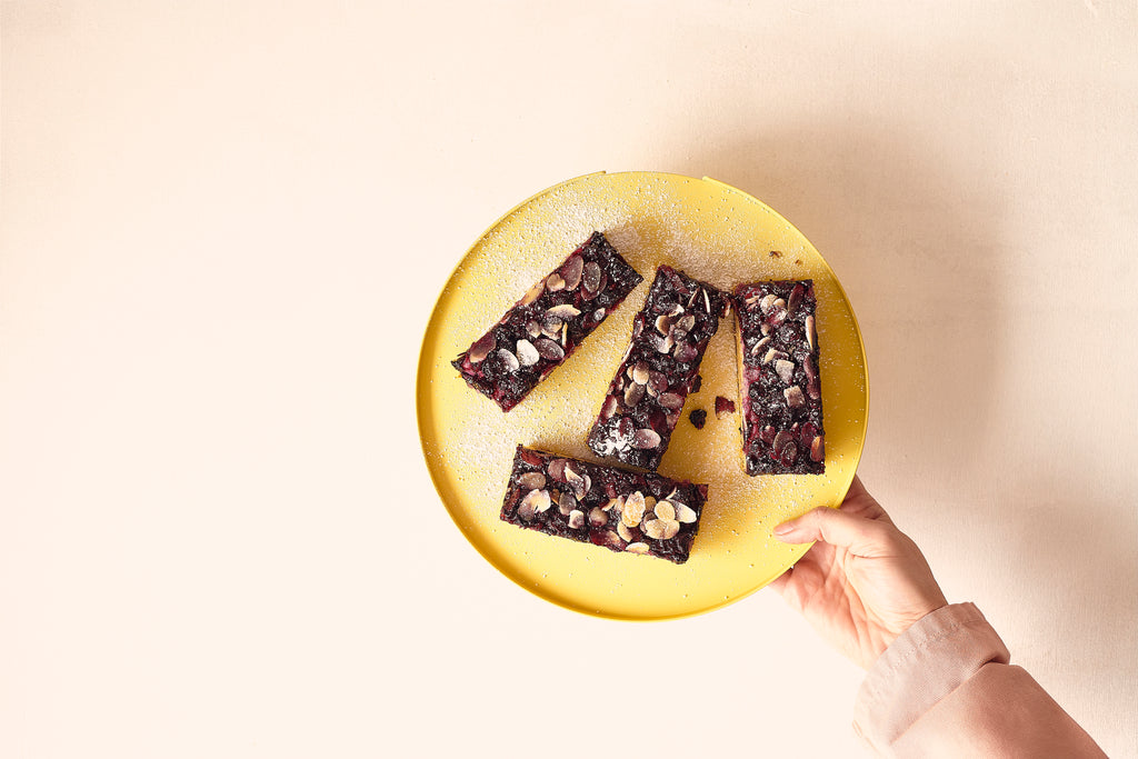 Blackcurrant Frangipane Traybake Cake- Exploding Bakery